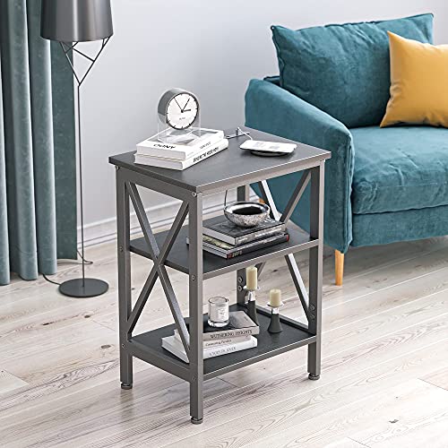 CubiCubi 40 Inch Small L Shaped Computer Desk with Storage Shelves, Corner Desk with Oxford Side Table, Dual USB Charging Ports End Table
