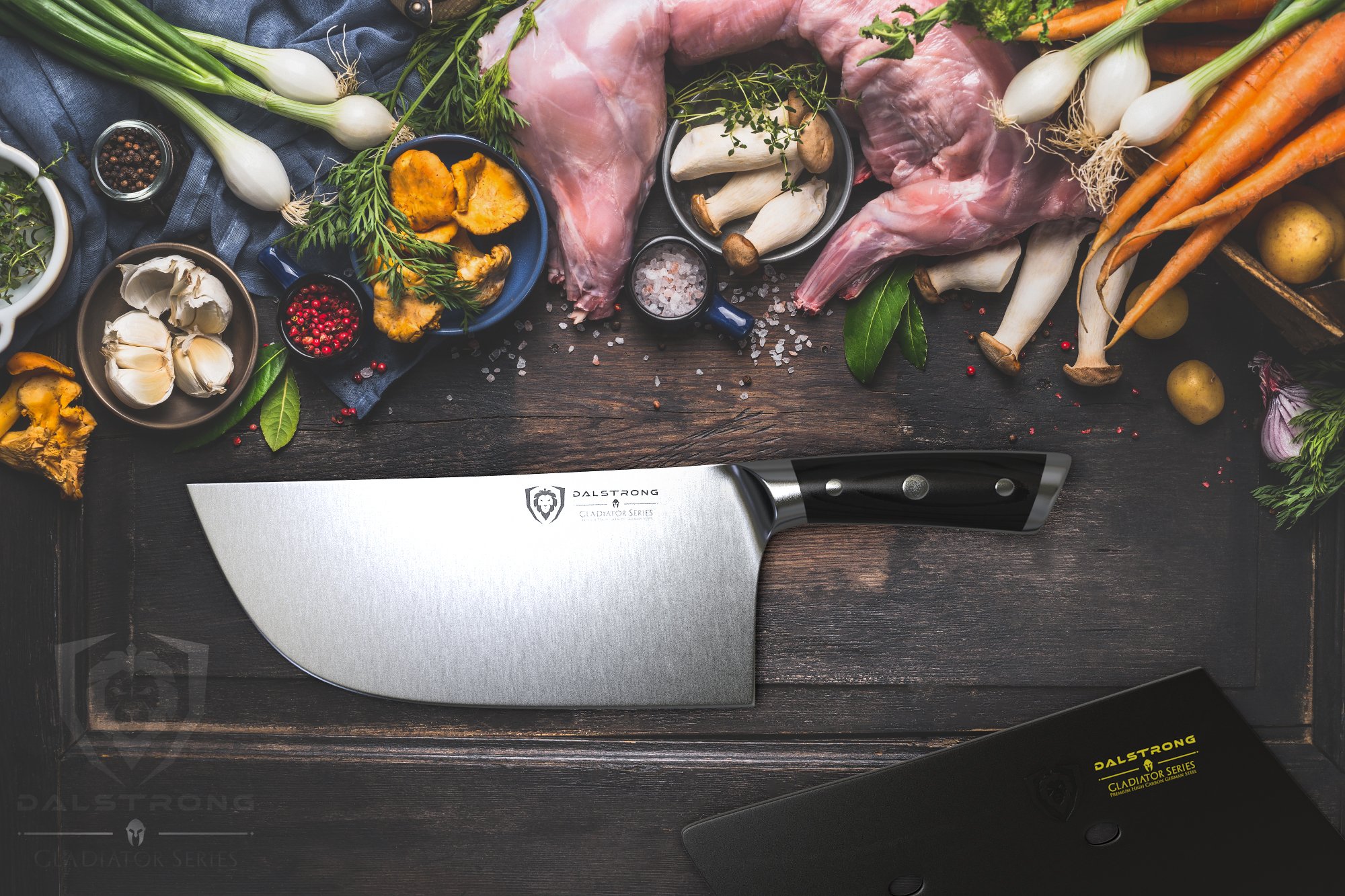 Dalstrong Meat Cleaver Knife-9"- Gladiator Series-'The Ravager'-Heavy Duty Butcher Kitchen Knife Gift-Forged High Carbon German Steel-BBQ, Meat Knife-w/Sheath-NSF Certified