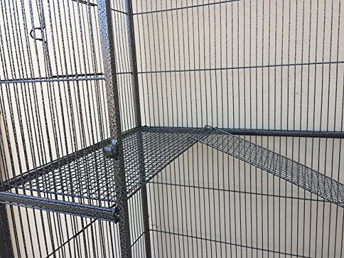 Extra Large Wrought Iron 4-Tiers Ferret Chinchilla Sugar Glider Rats Mouse Cage with Detachable Rolling Stand (32 x 19 x 64 H inches, Black Vein)
