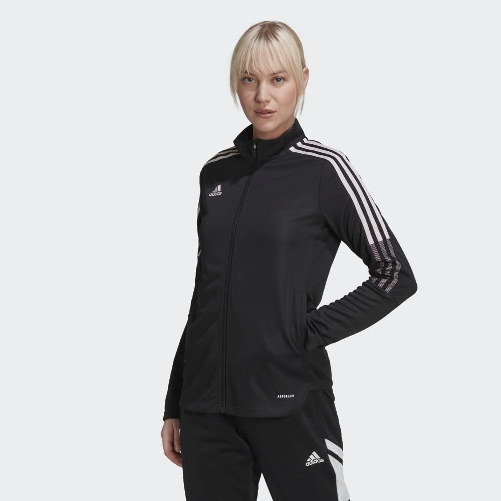 adidas Women's Size Tiro 21 Track Jacket, Black/Clear Pink, Medium/Tall