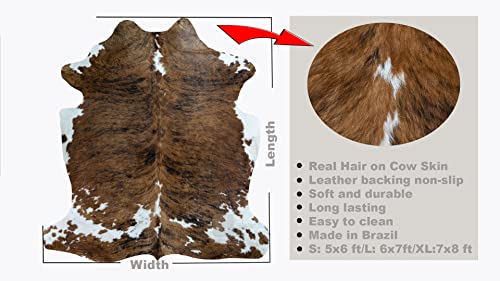 bonanza leathers Genuine Cowhide Rug Classic Tricolor Size S/L/XL 5X6/6X7/7X8 FT (L)