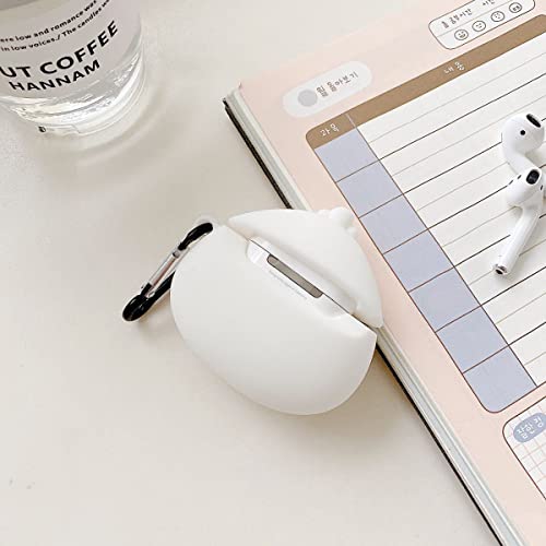 Cute AirPod Pro Case with Keychain Steamed Stuffed Bun Face Design Full Protective Silicone Cover Compatiable with AirPods Pro Case for Women and Kids