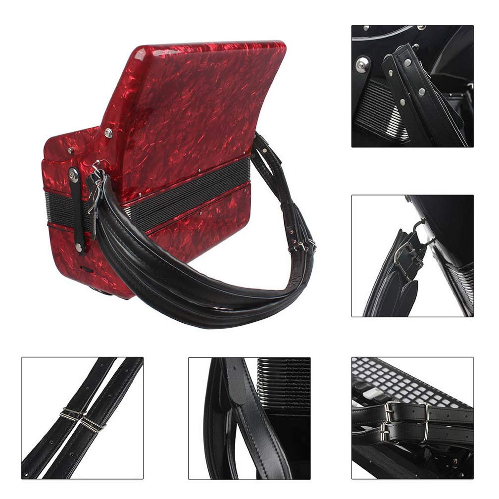 BIBISTORE Soft Leather Adjustable Accordion Shoulder Harness Straps Instrument Accessories (Black)