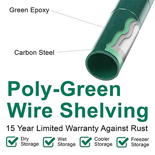 Nexel Wire Shelving, Green Epoxy, 60" W X 24" D X 74" H