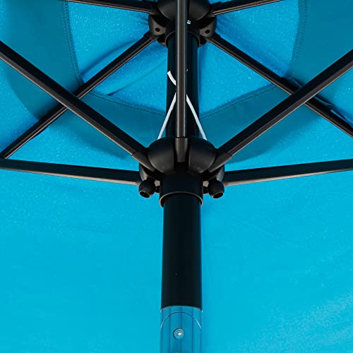 Blissun 7.5 ft Patio Umbrella, Market Umbrella with Push Button Tilt Crank, Cerulean