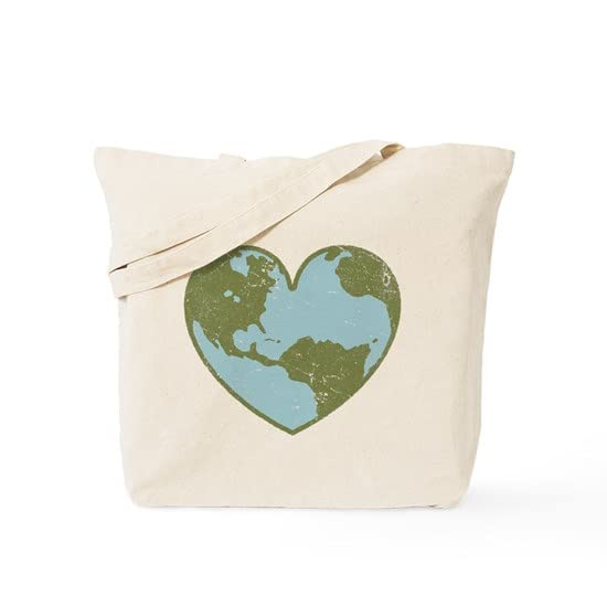 CafePress Earth Love Tote Bag Natural Canvas Tote Bag, Reusable Shopping Bag