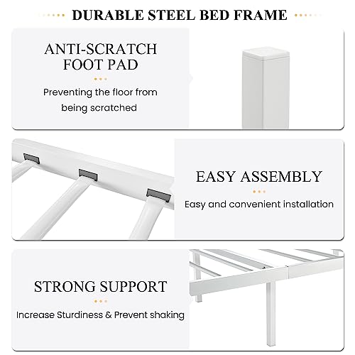 SHA CERLIN Twin Size Bed Frame for Kids,Metal Bed Frame with Butterfly Pattern Design Headboard & Footboard,No Box Spring Needed,Easy Assembly,White
