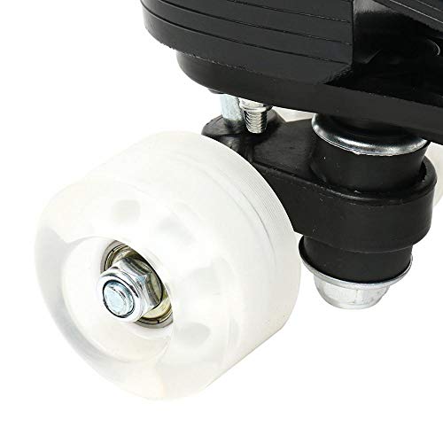 Comeon Women Roller Skates PU Leather High-top Roller Skates Four-Wheel Roller Skates Double Row Shiny Roller Skating for Indoor Outdoor (White Flash,9 M US)
