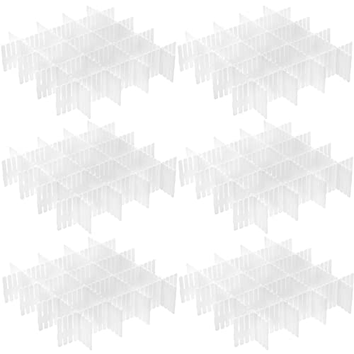 Foraineam 48Pcs Drawer Dividers, Adjustable DIY Grid Dividers White Storage Organizer Separator, Socks Underwear Scarves Makeup Drawer Organizer Divider for Dresser Bedroom Office Kitchen Storage