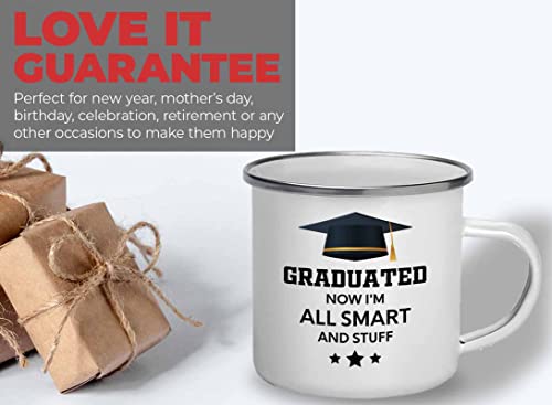 Flairy Land Graduation Camper Mug 12oz - All Smart and Stuff - Graduation Gifts for Her Senior Graduation College Student College Graduate Classmate MBA Grad