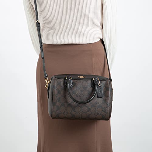 Coach F32203 Signature Shoulder Bag, PVC Leather, 2-Way, Brown/Black