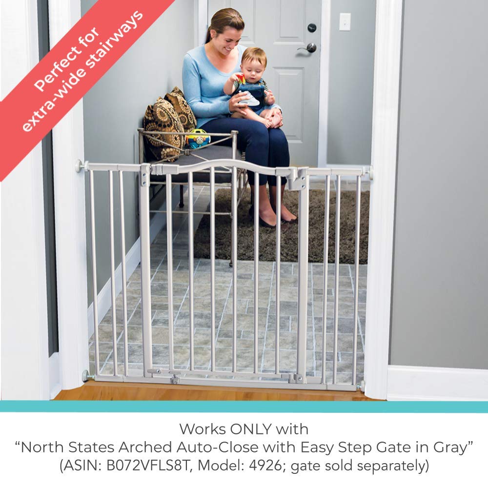 Toddleroo by North States 10.75” Extension for “Arched Auto Close with Easy Step Baby Gate”. Fits openings up to 63.38'' wide. Add up to 3 extensions. No tools required. (Adds 10.75" width, Gray)