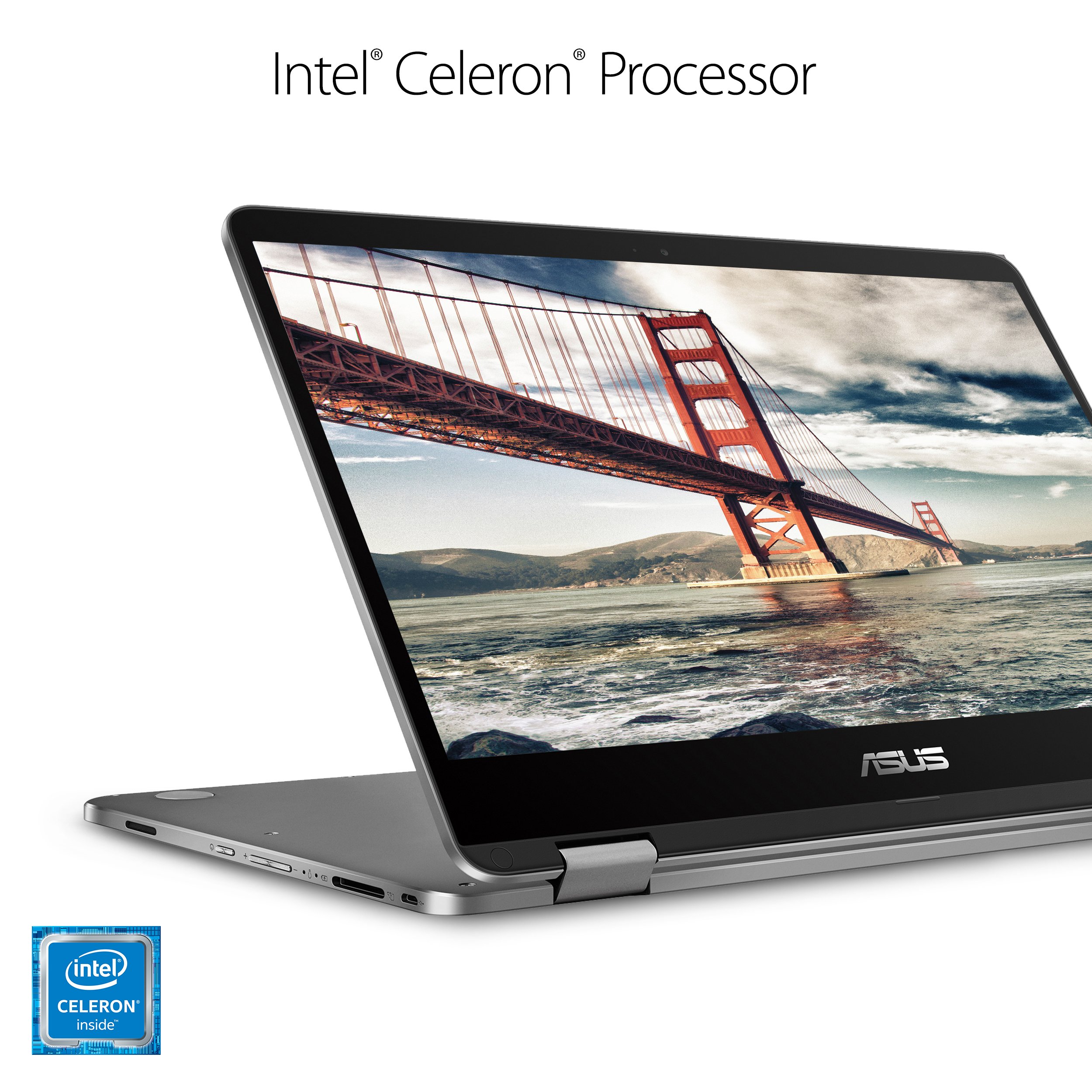 ASUS TP401MA-YS02 Vivobook Flip Thin 2-in-1 HD Touchscreen Laptop, Intel Celeron 2.6GHz Processor, 4GB RAM, 64GB eMMC, Windows 10 S, 14"