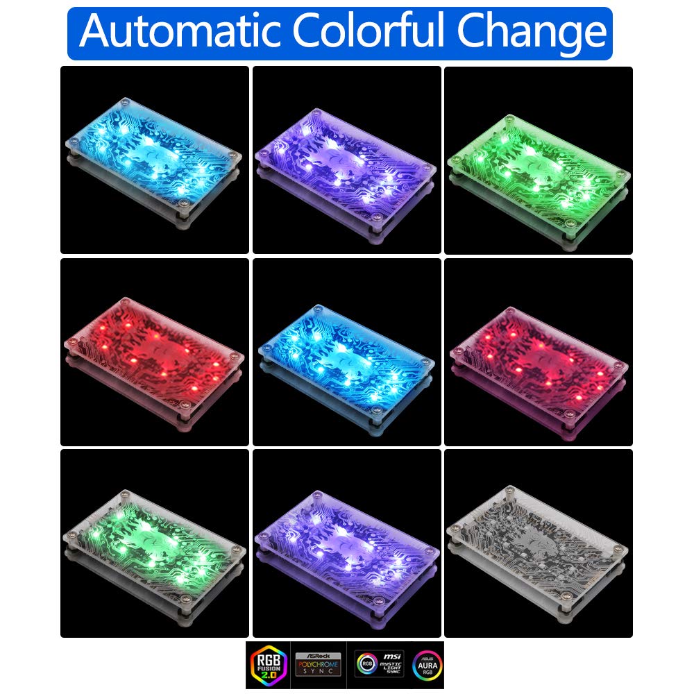 Newest Version 12V RGB Hub with Acrylic Case and Magnetic Standoff for ASUS/MSI 12V 4Pin LED Controller