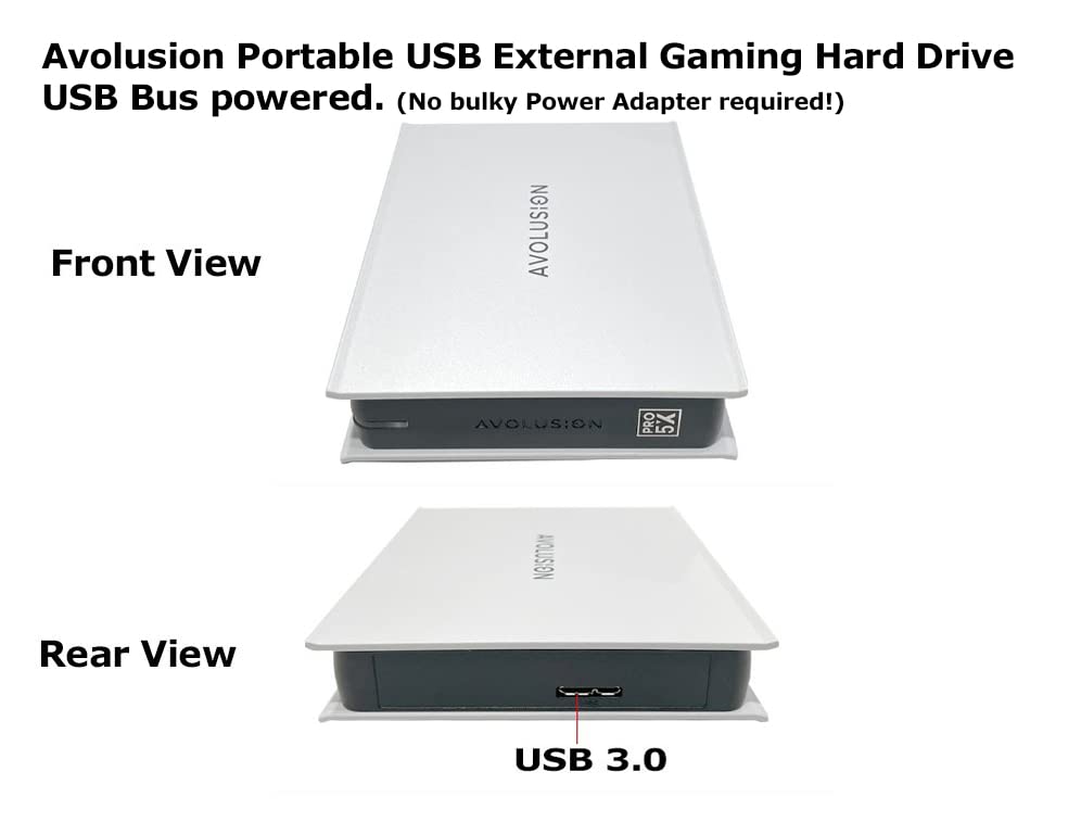 Avolusion Mini Pro-5X 4TB USB 3.0 Portable External Hard Drive - White (Windows OS NTFS Pre-Formatted) - 2 Year Warranty