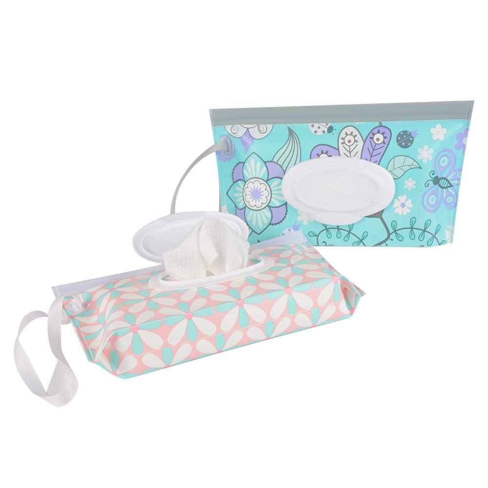 Venhoo Wet Wipe Pouch 4-Pack Reusable Refillable Clutch Baby Wipes Dispenser Holder Case-Keep Wet Wipes Moist- Eco Friendly Wipes Carrying Case for Travel-Pouch Carries 60 Wipes-Upgrade Version