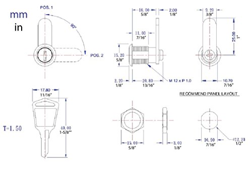 FJM Security Products FJM-0120 FJM-0210 Miniature Cam Lock, Chrome