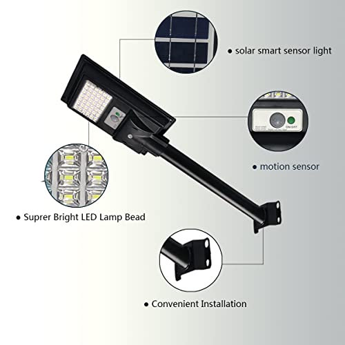 GLW 100W Solar Street Light, IP65 Solar Lights Outdoor Waterproof, Solar Lights for Outside with Remote Control and Motion Sensor for Yard,Garden, Stadium,Parking Lot (2 Pack)