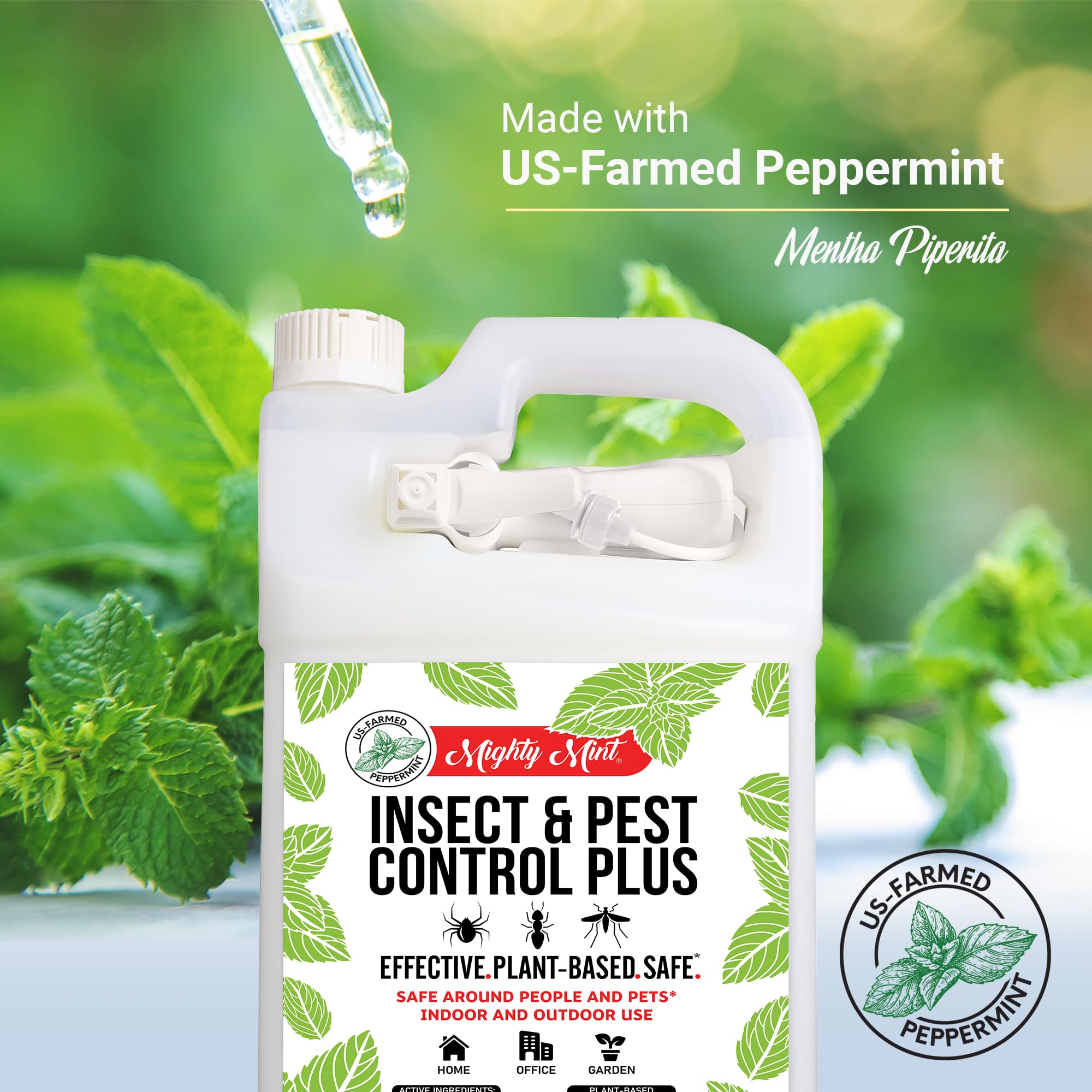 Mighty Mint Insect & Pest Control Plus β Natural Mint Oil Insect Killer Spray, 1 Gallon