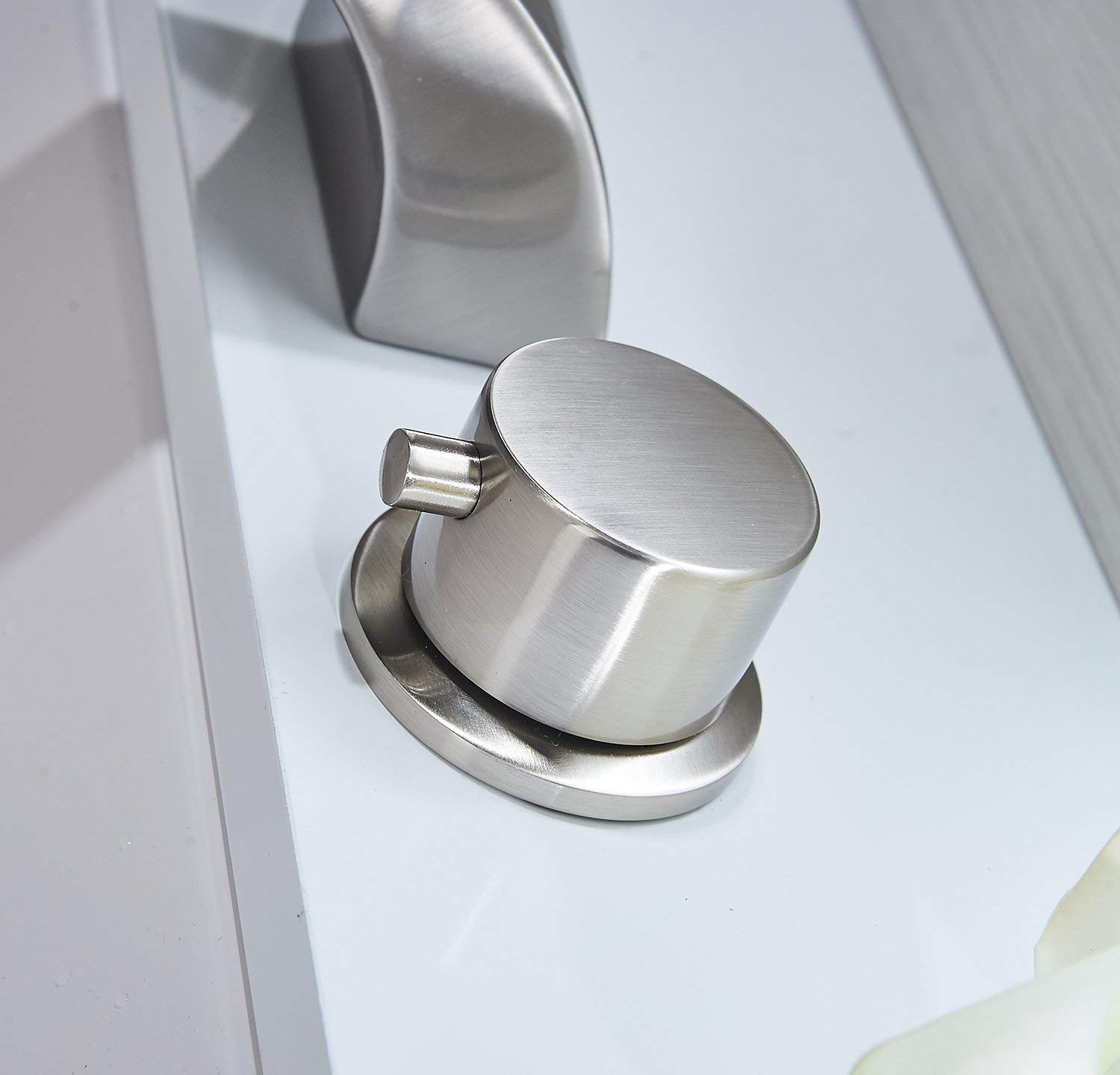 Bathfinesse 8-16 Inch LED Light Faucet Widespread Bathroom Sink Faucet Waterfall Vanity with 3-Color Changing 3 Holes with 2-Handles T Commercial Brushed Nickel Deck Mount Lavatory Faucets