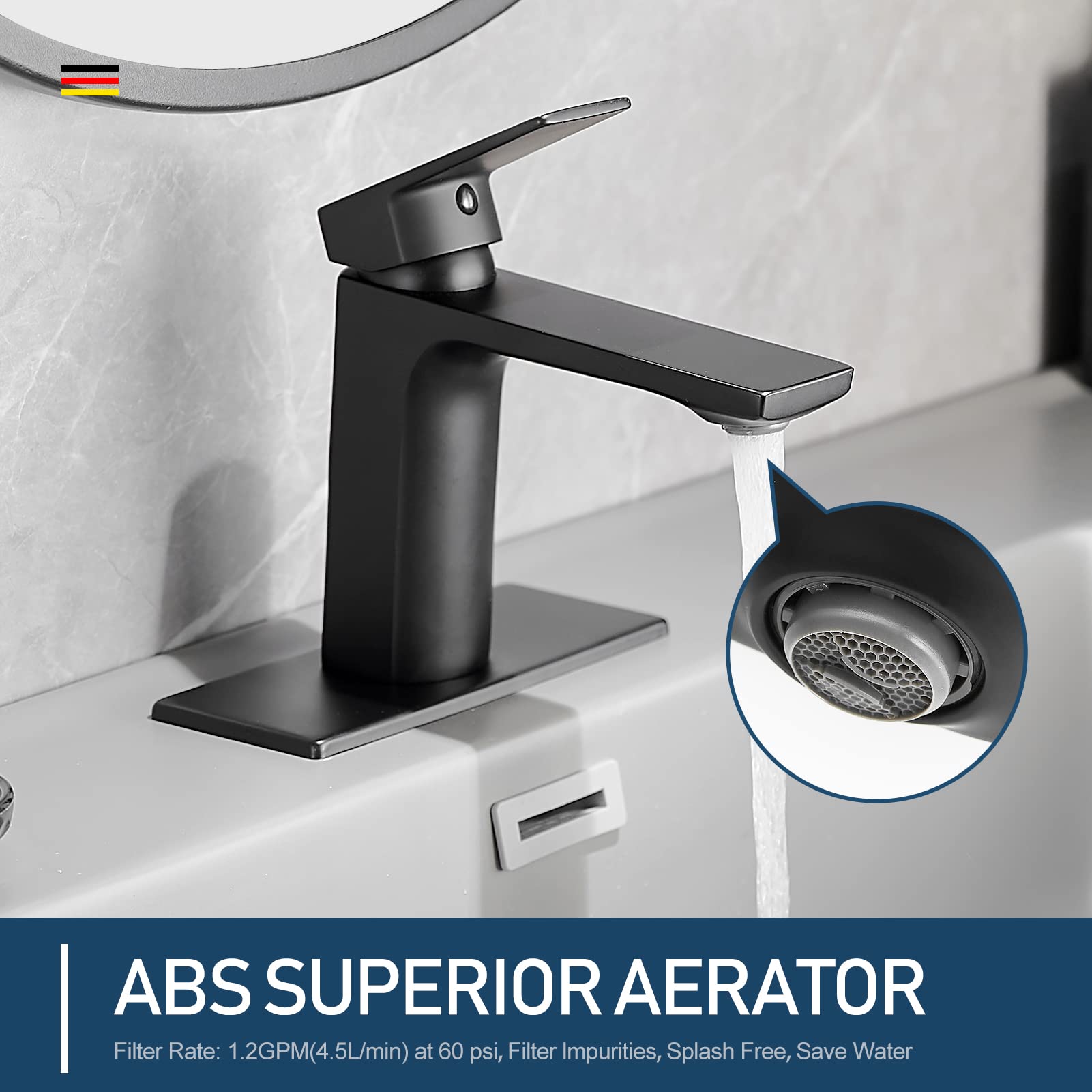 Black Bathroom Faucet Single Handle Bathroom Sink Faucet with Pop-up Drain and Deck Plate Rv Lavatory Vessel Faucet Basin Mixer Tap