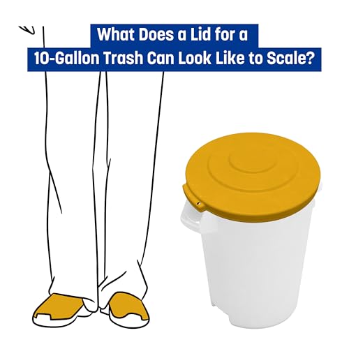SPARTA Bronco Trash Can Lid, Round Waste Container Cover, Polyethylene, 10 Gallons, Yellow, (Pack of 6)