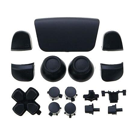 Full Buttons Set for PS5 Joysticks Dpad R1 L1 R2 L2 Direction Key ABXY Buttons Trigger Button Cap Cover for Sony Playstion 5 PS5 BDM-010 Game Console (Black)