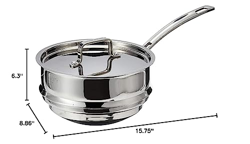 Cuisinart MCP111-20N MultiClad Pro Stainless Skillet, 20-cm, Universal Double Boiler w/Cover