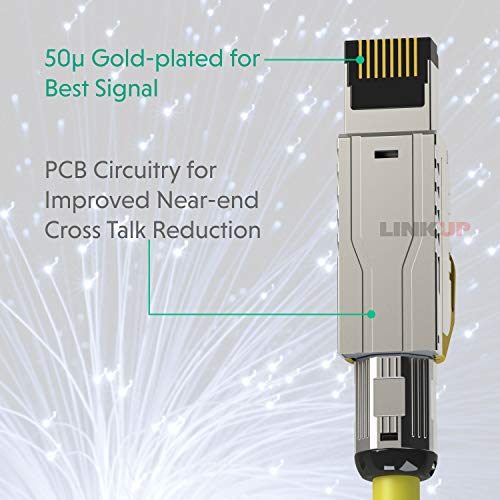 LINKUP - [GHMT & DSX8000 Certified] Cat8 Ethernet Patch Cable S/FTP 22AWG Double Shielded Solid Cable | 2000MHz 2GHz 40Gbps | 5th-Gen Ethernet LAN Network 40G Structure Wires |Yellow| 1 M (3.3ft)