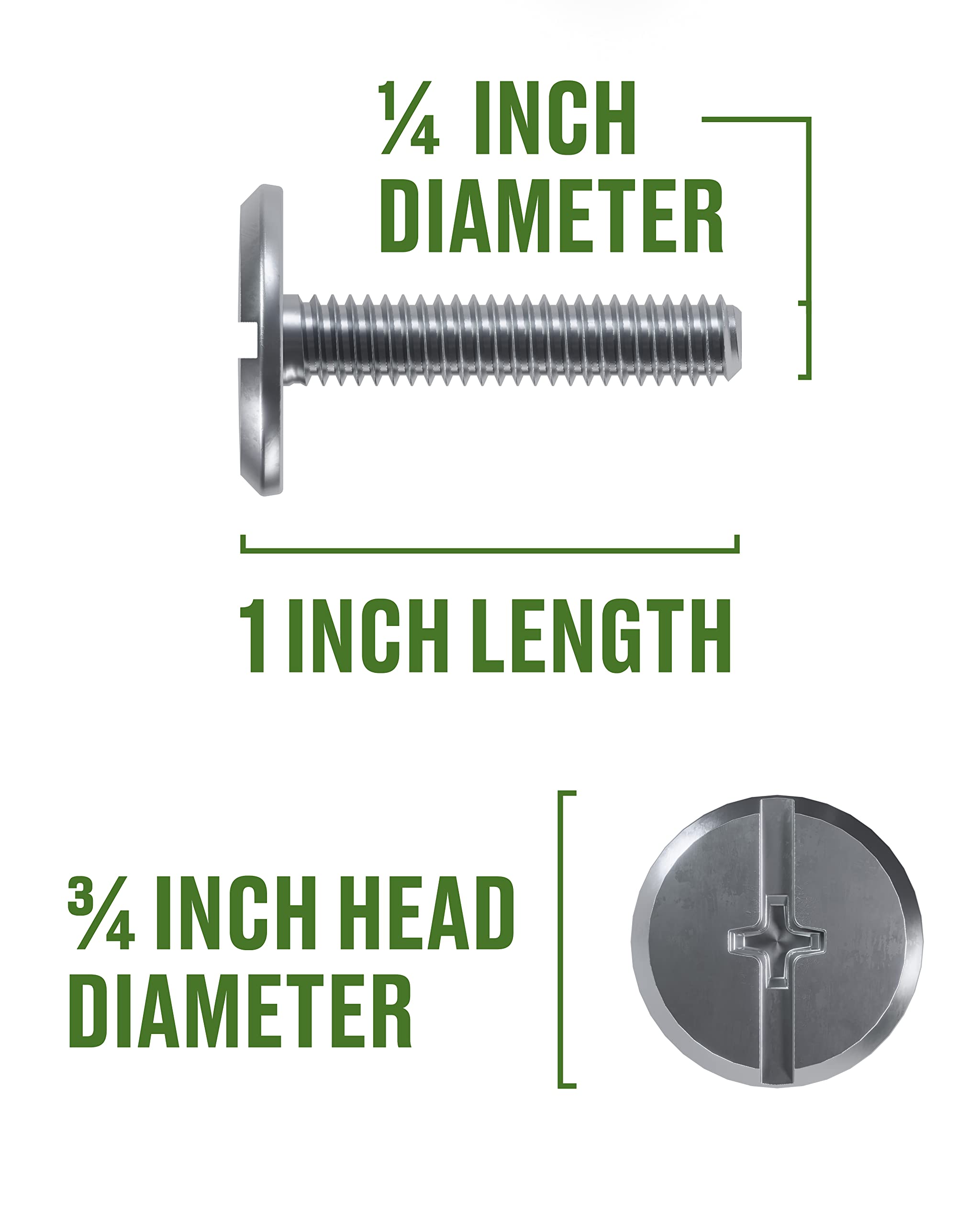 Hillman Group Combo Sidewalk Bolt, Hurricane Hardware, 25 Pieces, Rust-Resistant, Durable, Truss Head, (1/4" x 1") Stainless Steel (707308)