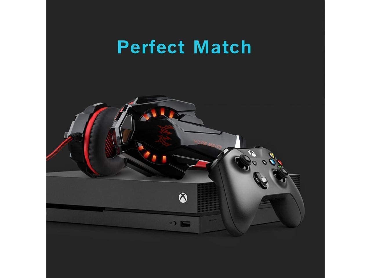 REDFIRE Stereo Gaming Headset for PS4, PC, Xbox One Controller, Noise Cancelling Over Ear Headphones Mic, LED Light, Bass Surround, Soft Memory Earmuffs for Laptop Mac Nintendo Switch Games -Red