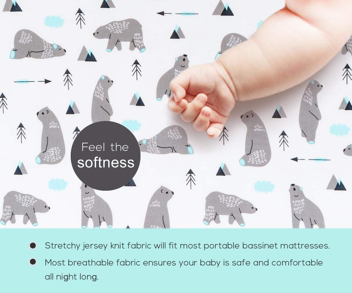 Stretchy Changing Pad Covers BROLEX Carddle Sheet Set for Baby Boys Girls,2 Pack Jersey Knit,Owl & Bear