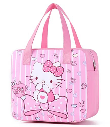 Cute Lunch Box for Women, Insulated Lunch Bag, Pink Reusable Lunch Tote Bag for Work Picnic Travel