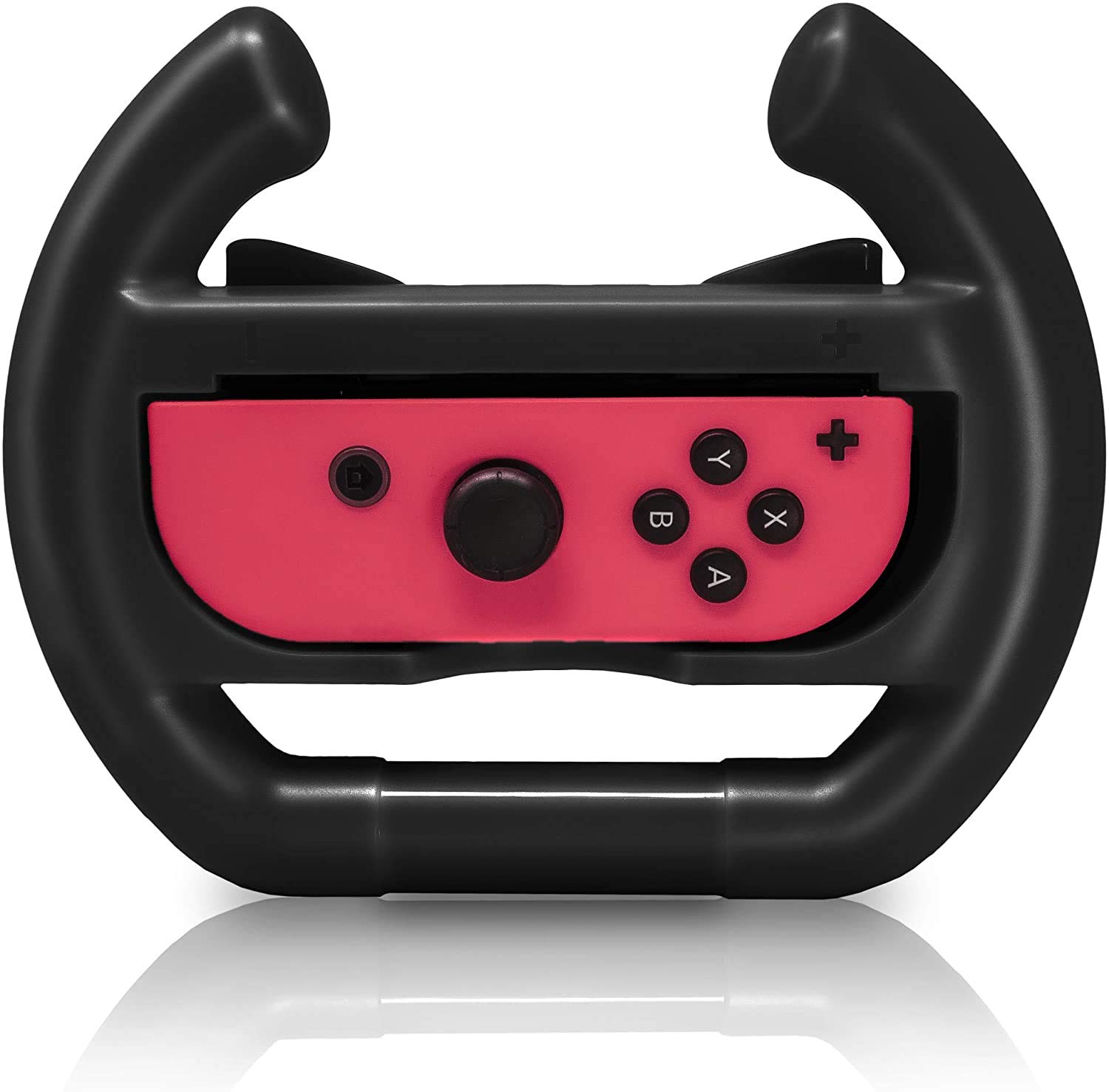 EIMGO 2 x Steering Wheels for Nintendo Switch Joy-Con Racing Game Controller Attachments Handle Grips Set (Flat-bottom, Black)