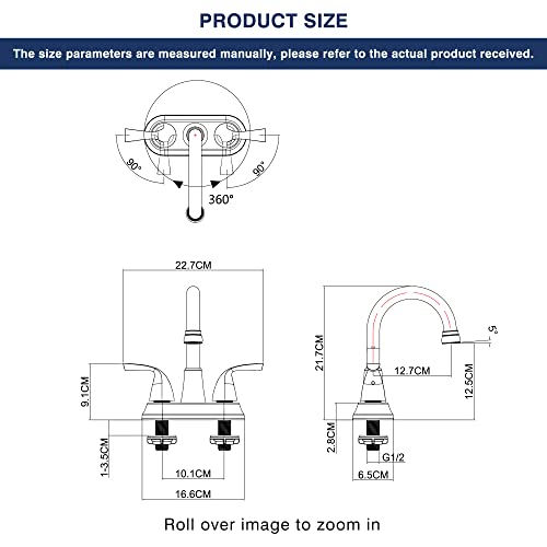 Bathroom Faucets, Faucet for Bathroom Sink 4 Inch 2 Handle Centerset, Bathroom Sink Faucet 3 Hole, Lead-Free, Matte Black Faucets for Bath Vanity Fixtures (Not Include Hot & Cold Water Lines)