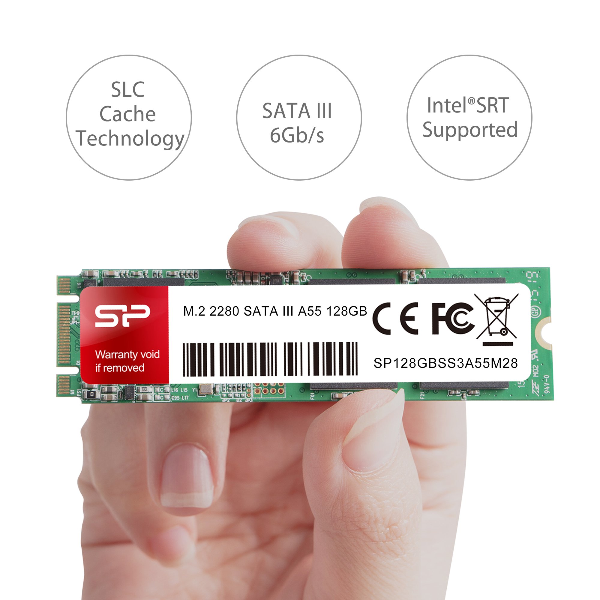 Silicon Power 128GB A55 M.2 SSD (SLC Cache For Speed Boost) SATA III Internal Solid State Drive 2280 (SP128GBSS3A55M28)