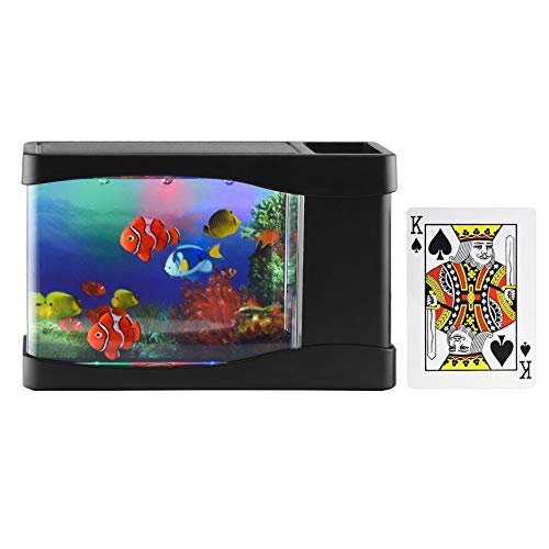 Playlearn Mini Aquarium Artificial Fish Tank with Moving Fish β USB/Battery Powered β Fake Aquarium Toy Fish Tank with 3 Fake Fish