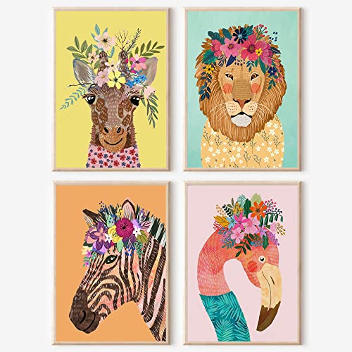 cupmod 4 Packs Paint by Numbers for Kids Ages 8-12,Giraffe Easy Acrylic Watercolor Paint by Number for Beginners,Without Frame Oil Painting Arts Craft On Canvas Home Decor 12X16Inch