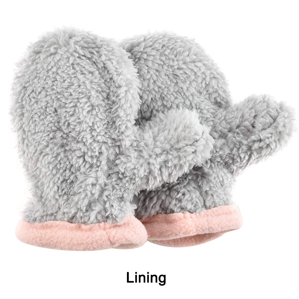 Toddler Winter Hat with Mitten Set - Baby Kids Sherpa Lined Warm Fleece Cap Set with Ear Flaps (Pink, L)