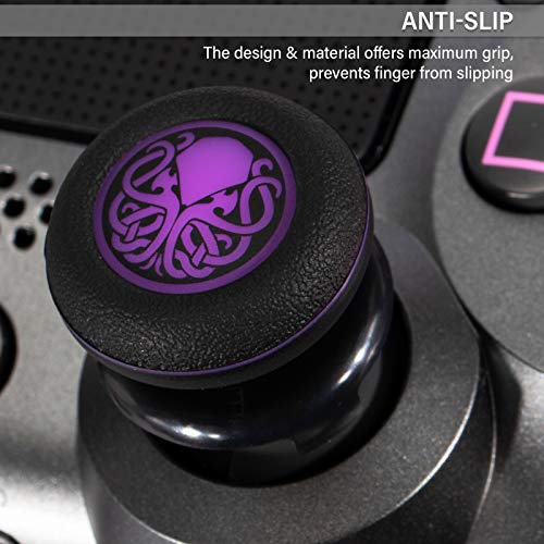 Playrealm FPS Thumbstick Extender & Printing Rubber Silicone Grip Cover 2 Sets for PS5 Dualsenese & PS4 Controller (Cthulhu Secret)