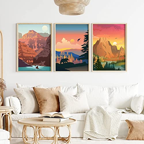 cupmod 6 Packs Paint by Number for Adults Beginners,National Park Painting by Number Kits on Canvas Without Frame,Lanscape Craft Arts for Home Wall Decor