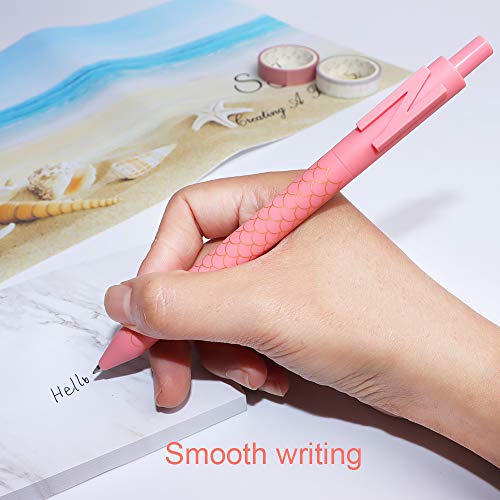 Cute Refillable Ballpoint Pens Black Ink for Journaling Writing Quick Dry Gel Ink Pens 0.5mm Assorted Patterns for Girls Women (Koi 5 PCS)