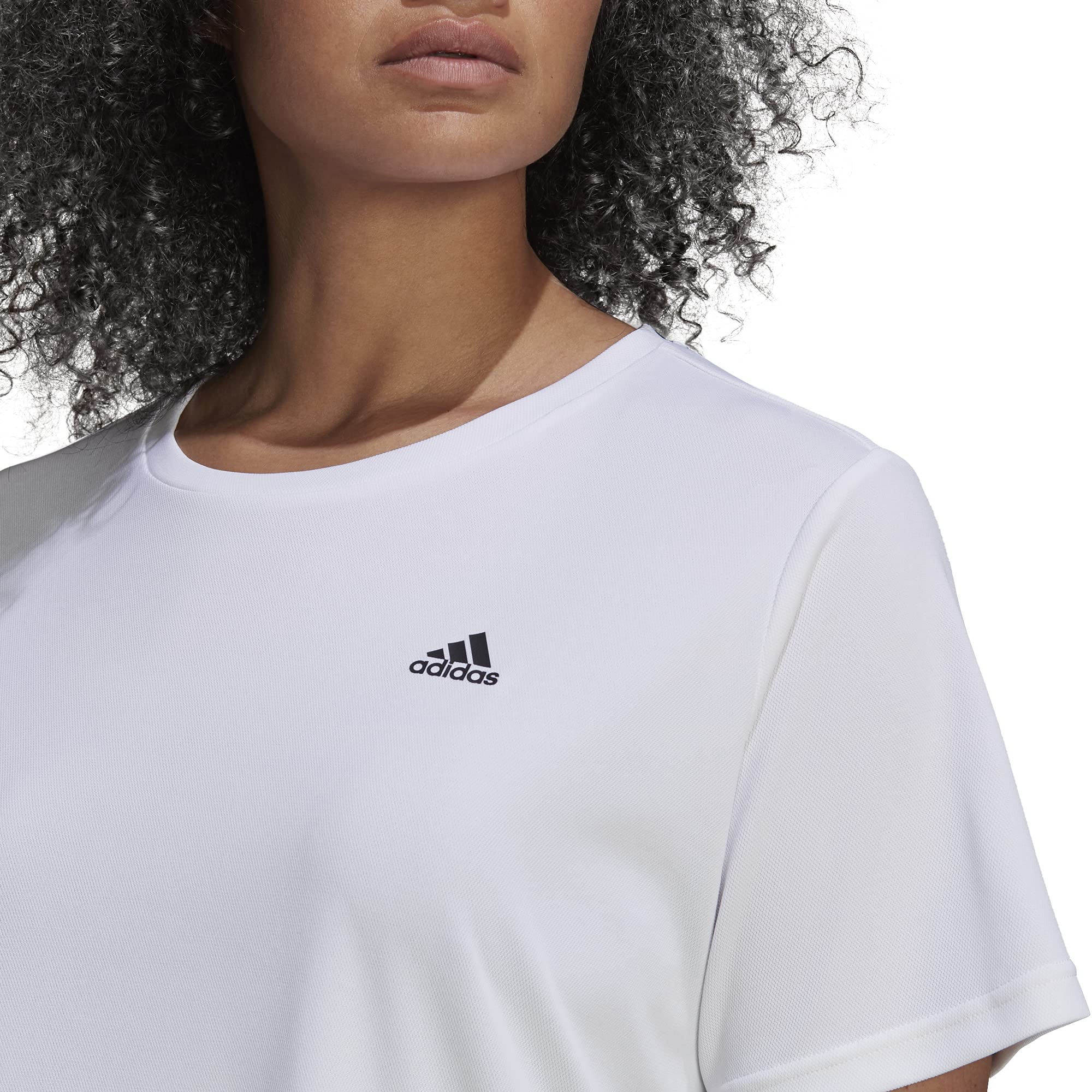 adidas Women's Plus Size AEROREADY Designed 2 Move Sport Tee, White/Black, 2X