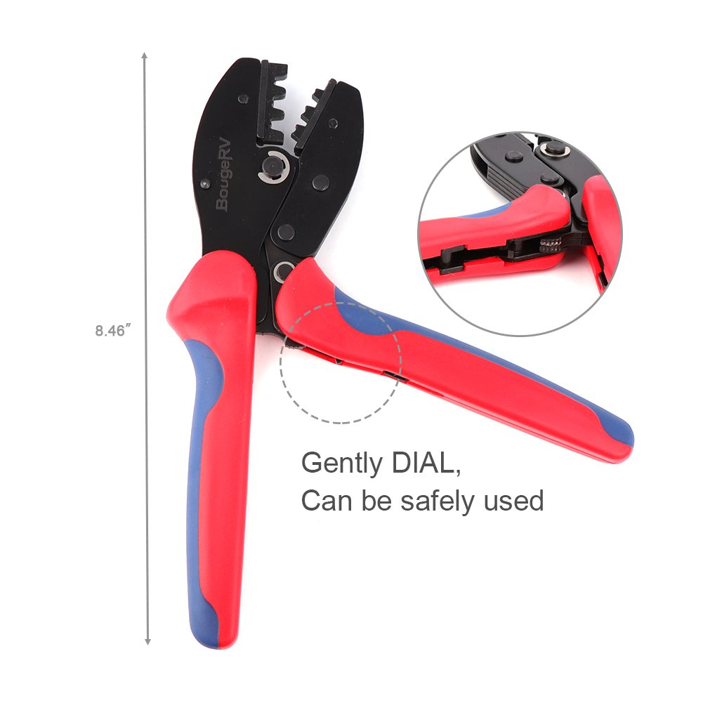 BougeRV Solar Crimper Tool Kit for Solar Panel Cable Wire with 1PCS Solar Crimper and 6Pairs Solar connectors and 1Pair Solar Connector Spanner Wrench, Solar Installation Assembly Tools
