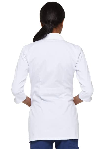 Dickies Scrubs Women's Junior Fit 3/4 Sleeve Lab Coat, White, Medium