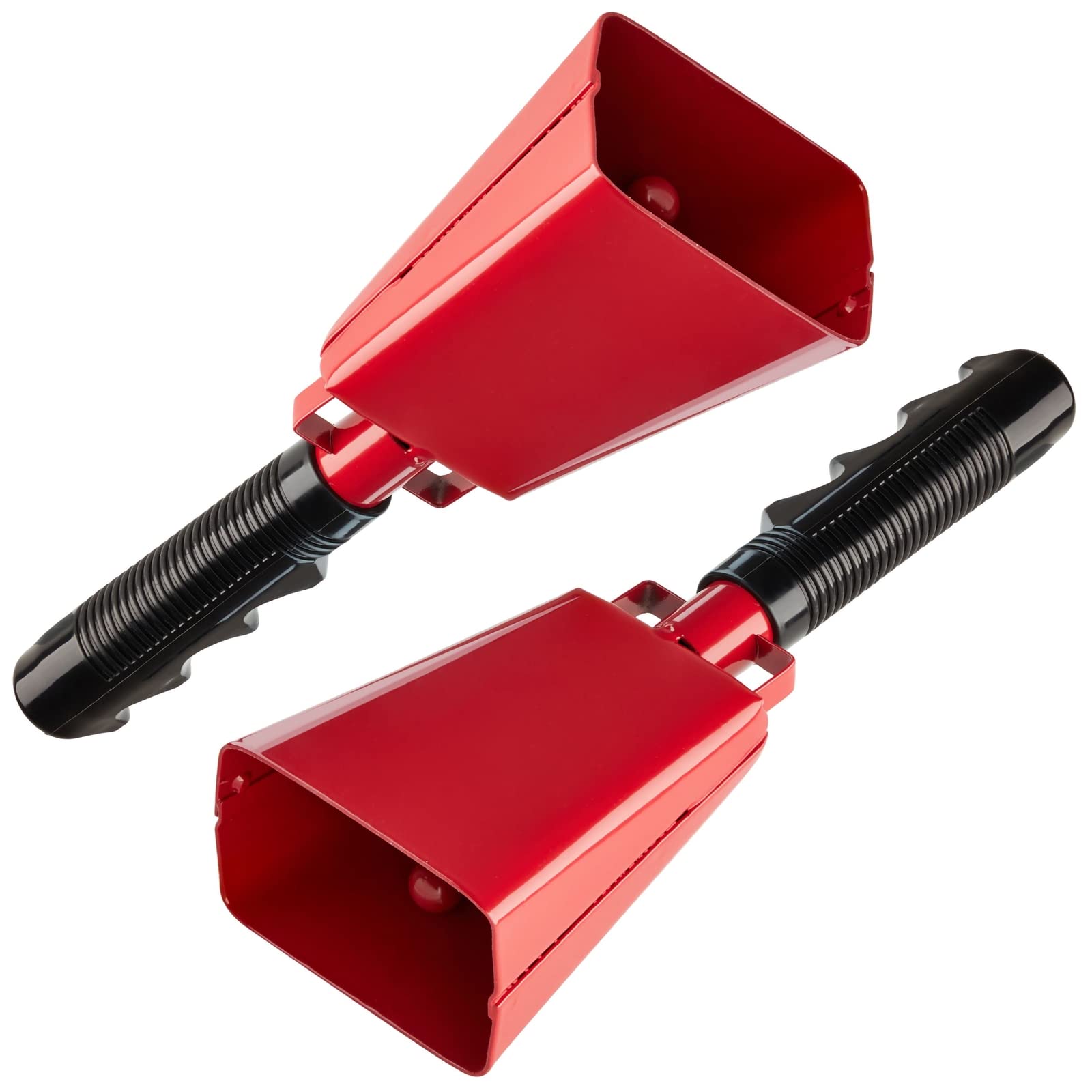 BLUE PANDA 2 Pack 9-inch Cowbells for Sporting Events, Percussion Noise Makers with Handle for Football Games, Stadiums (Red) - Cow Bells Noise Makers - Cowbell with Handle - Sports Cow Bell