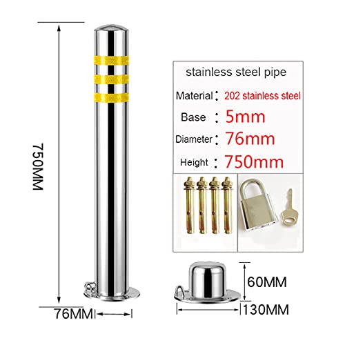 CAIMIAO 2pcs Private Car Parking Stainless Steel Security Posts,Private Car Parking Space Lock,Easy to Install to Protect Your Parking Space (Size : 800x76mm/31.5x3in)