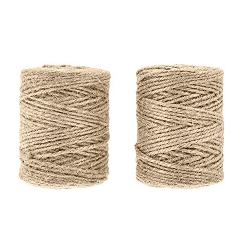 Amazon Basics All-Purpose Natural Jute Twine - #21 x 140 Foot (1.9 mm x 43 m), Natural, 2 Pack