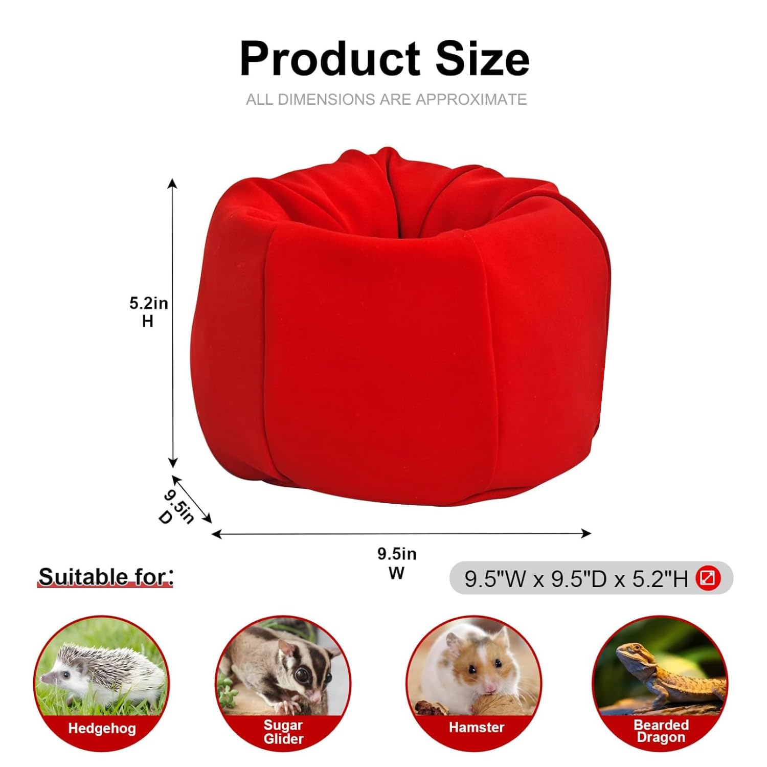 SEZDEKI Hedgehog Bed - Pet Bean Bag Bed Small Animal Chair Cozy Sack with Removable Cover Washable Calming Sleeping Cushion Cage Accessories for Hedgehog Sugar Glider Hamster Bearded Dragon