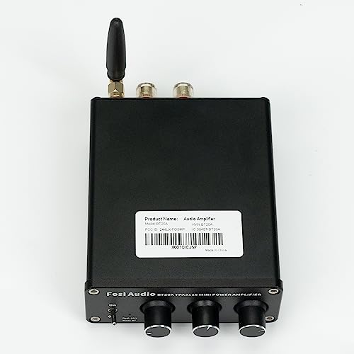 Fosi Audio BT20A Bluetooth 5.0 Stereo Audio 2 Channel Amplifier Receiver Mini Hi-Fi Class D Integrated Amp 2.0 CH for Home Speakers 100W x 2 with Bass and Treble Control TPA3116 (with Power Supply)